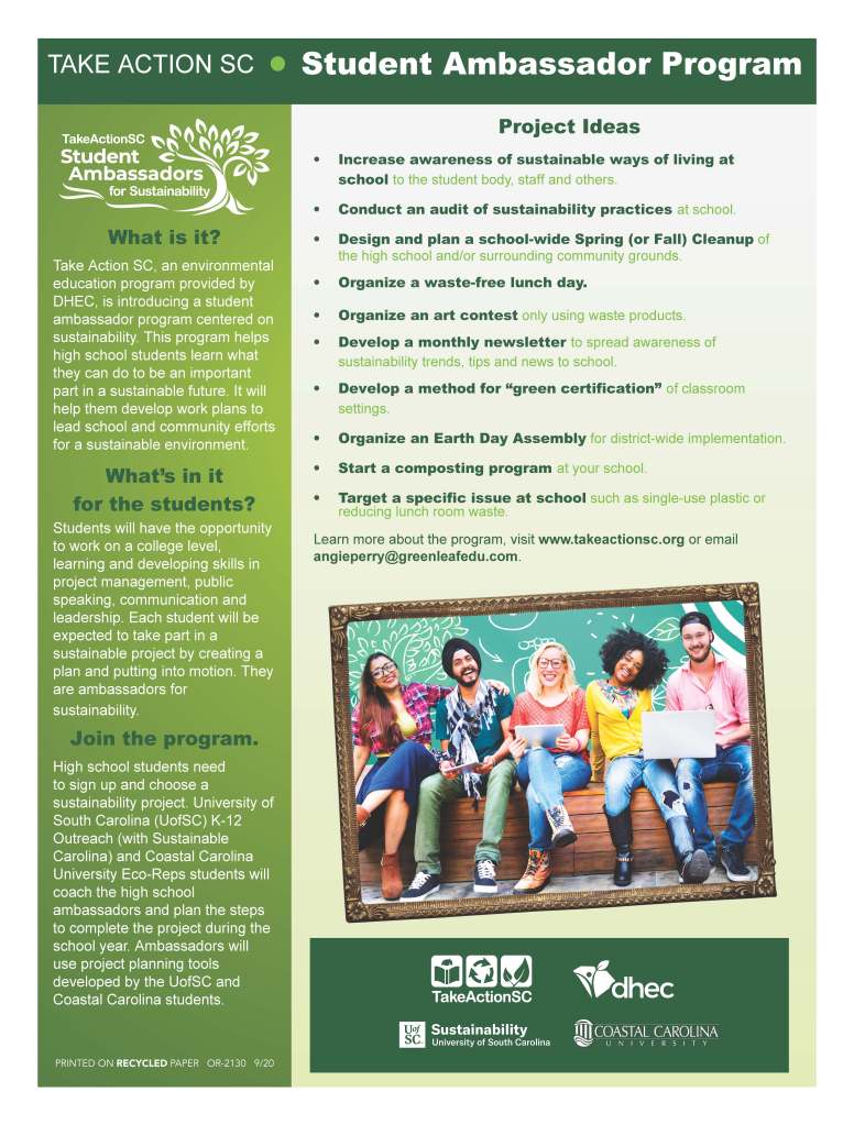 Student Ambassadors for Sustainability – Take Action SC
